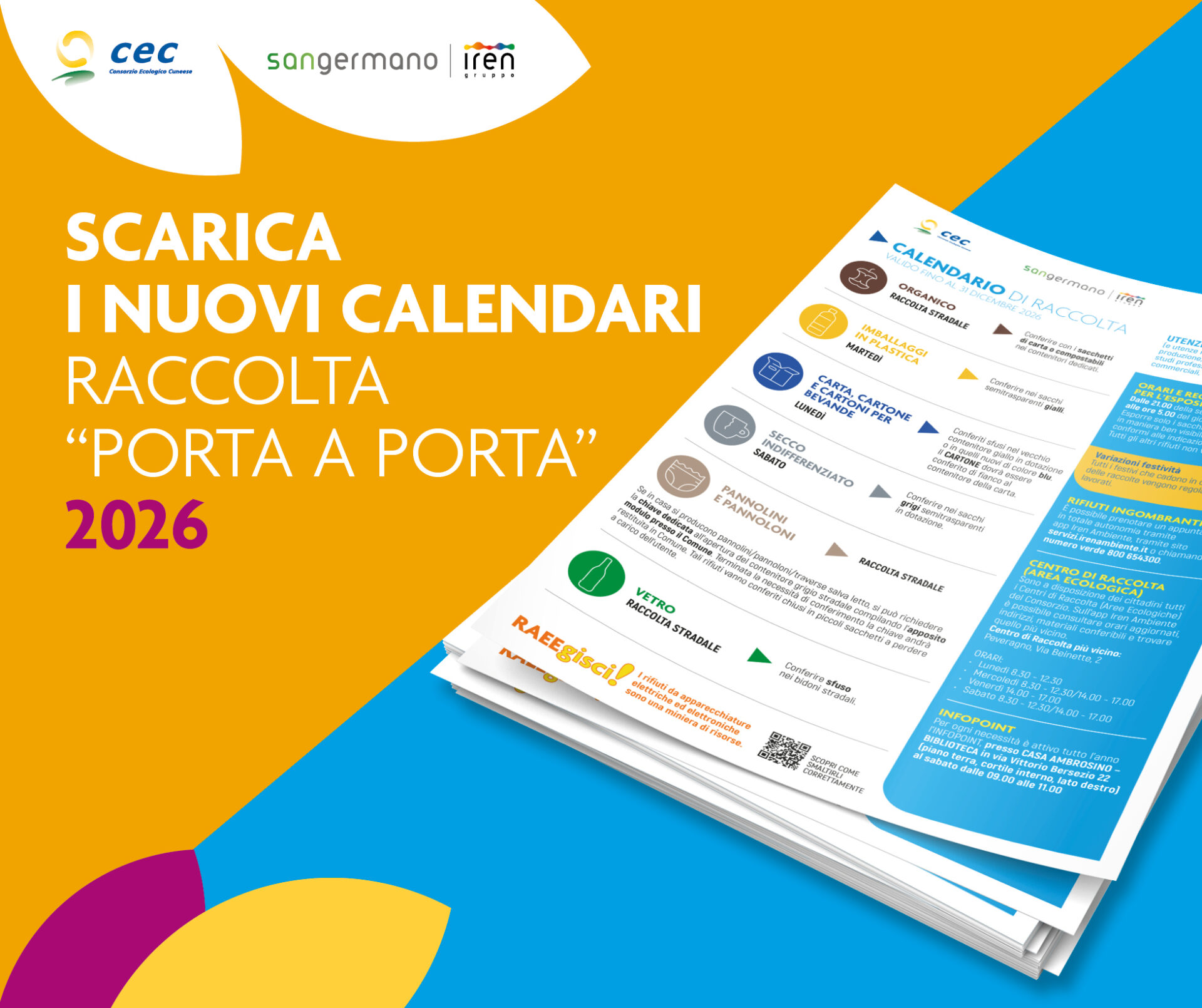 On-line i calendari 2026 per la raccolta “porta a porta” di tutti i ...